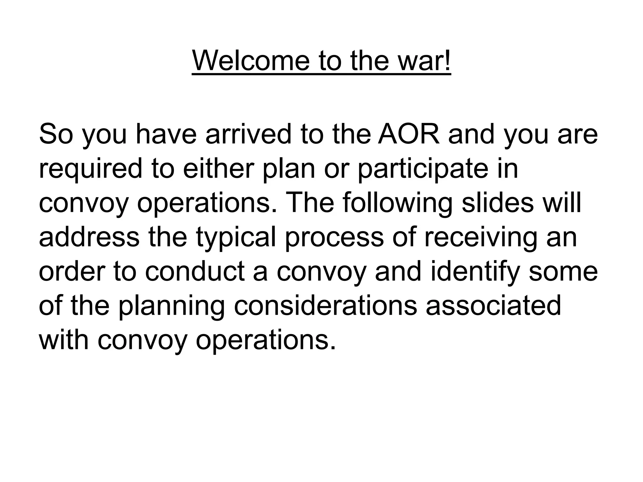 Tactical Convoy Operations | PPT