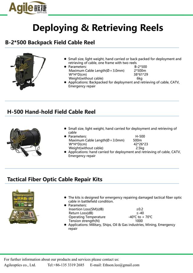 Tactical fiber optic cable, Tethered done cable, Military optic cable ...