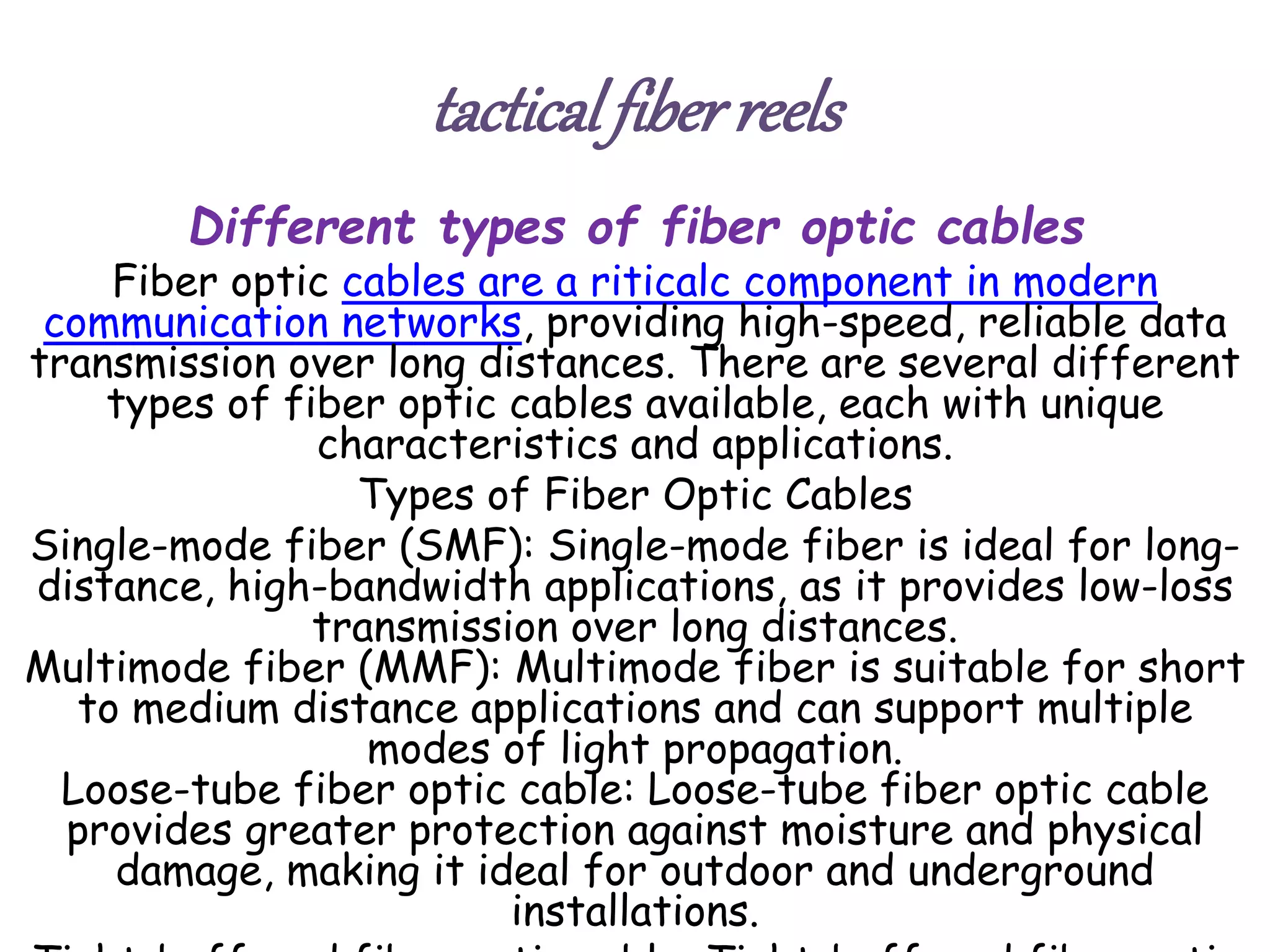 tactical fiber reels | PPTX | Technology & Computing