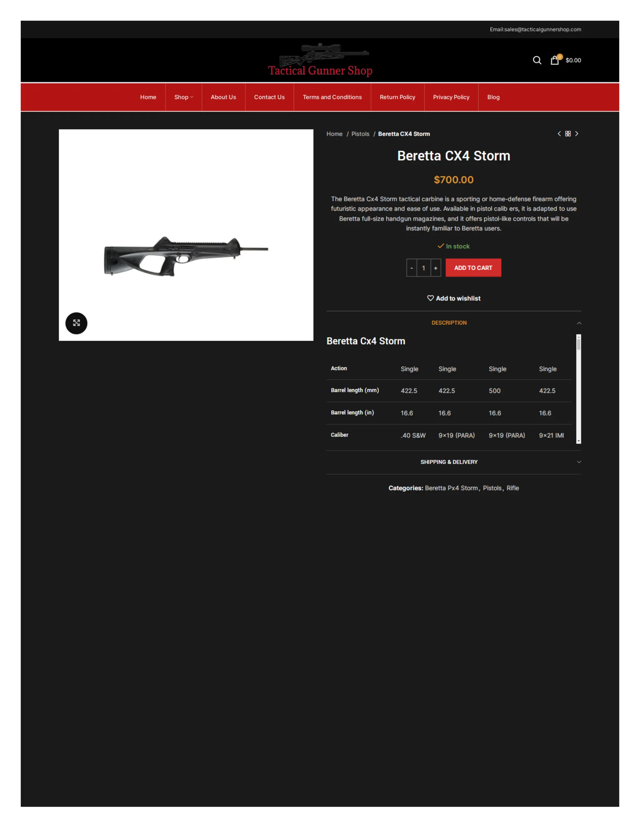Beretta CX4 Storm | USA , tacticalgunnershop | PDF