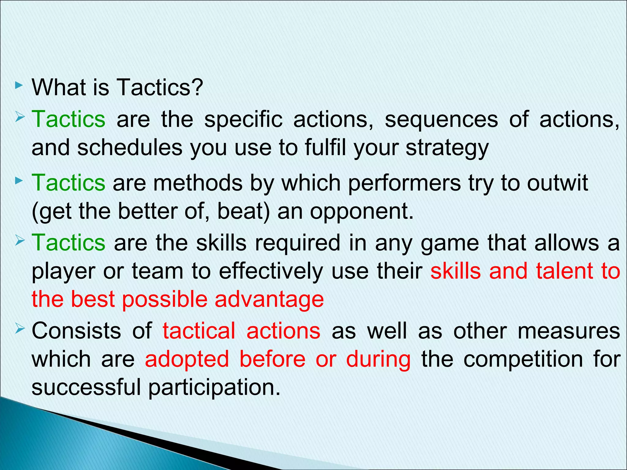 Tactical prepareation in sport | PPT