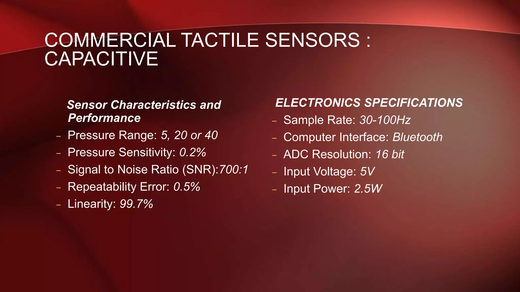 Tactile Sensing Techniques And Comparative Analysis Of Commercial Ppt Free Download
