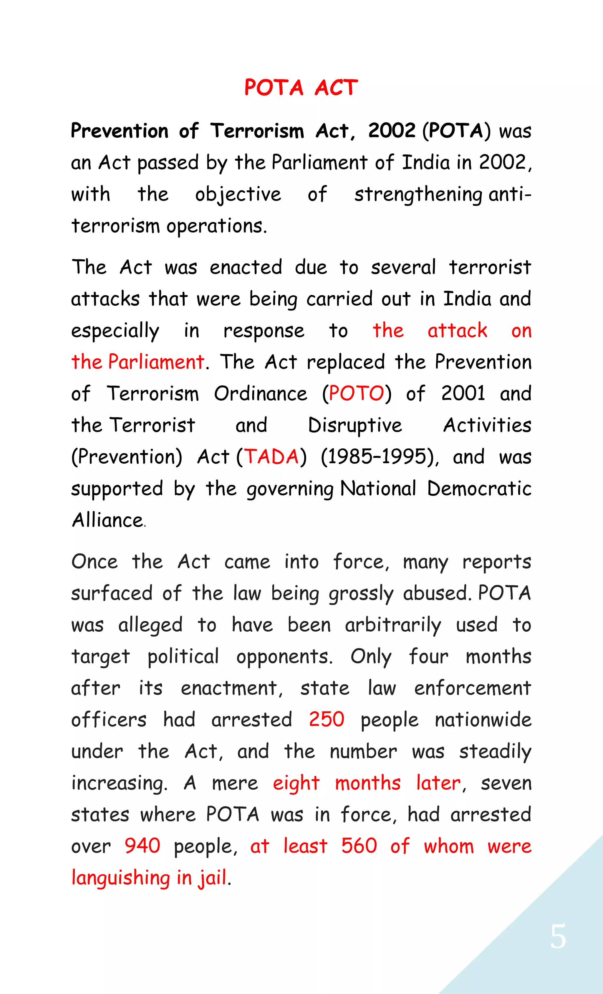 TADA ACT & POTA ACT | PDF