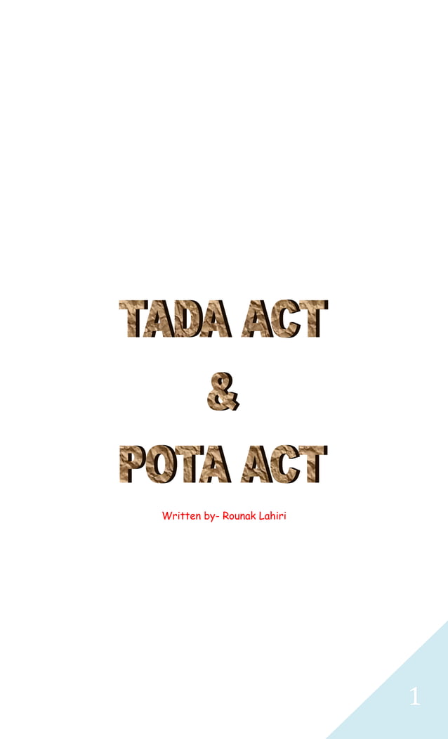 TADA ACT & POTA ACT | PDF | Terrorism | Sensitive Topics