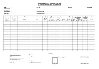 Travel and dearness allowance claim form | PDF