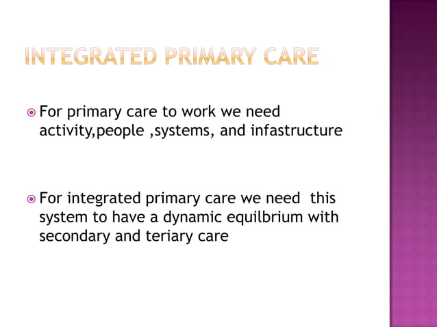 Tadhg crowley primary care in an integrated setting | PPTX | Healthcare ...