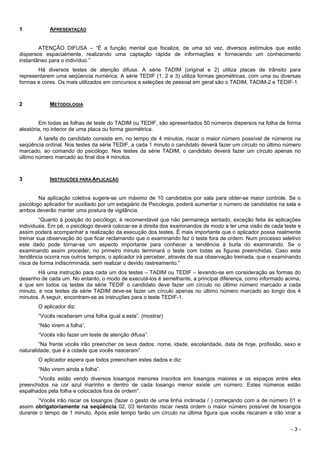Teste de Atenção Difusa - Tadim tedif | PDF