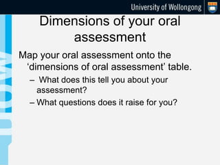 Oral Assessment Workshop by Dr Gordon Joughin | PPTX