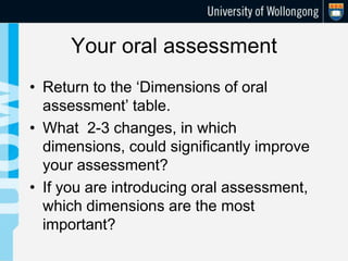 Oral Assessment Workshop by Dr Gordon Joughin | PPTX