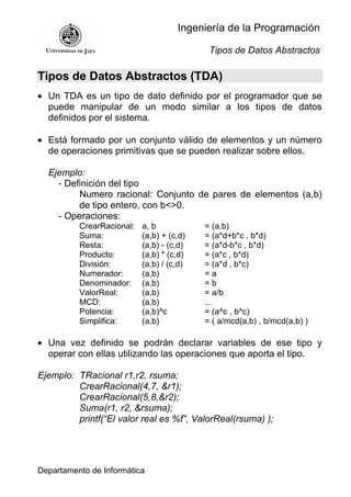 Tipos de Datos Abstractos (TDA) | PDF