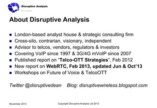 TADS Telecom Summit Disruptive Analysis Dean Bubley | PDF