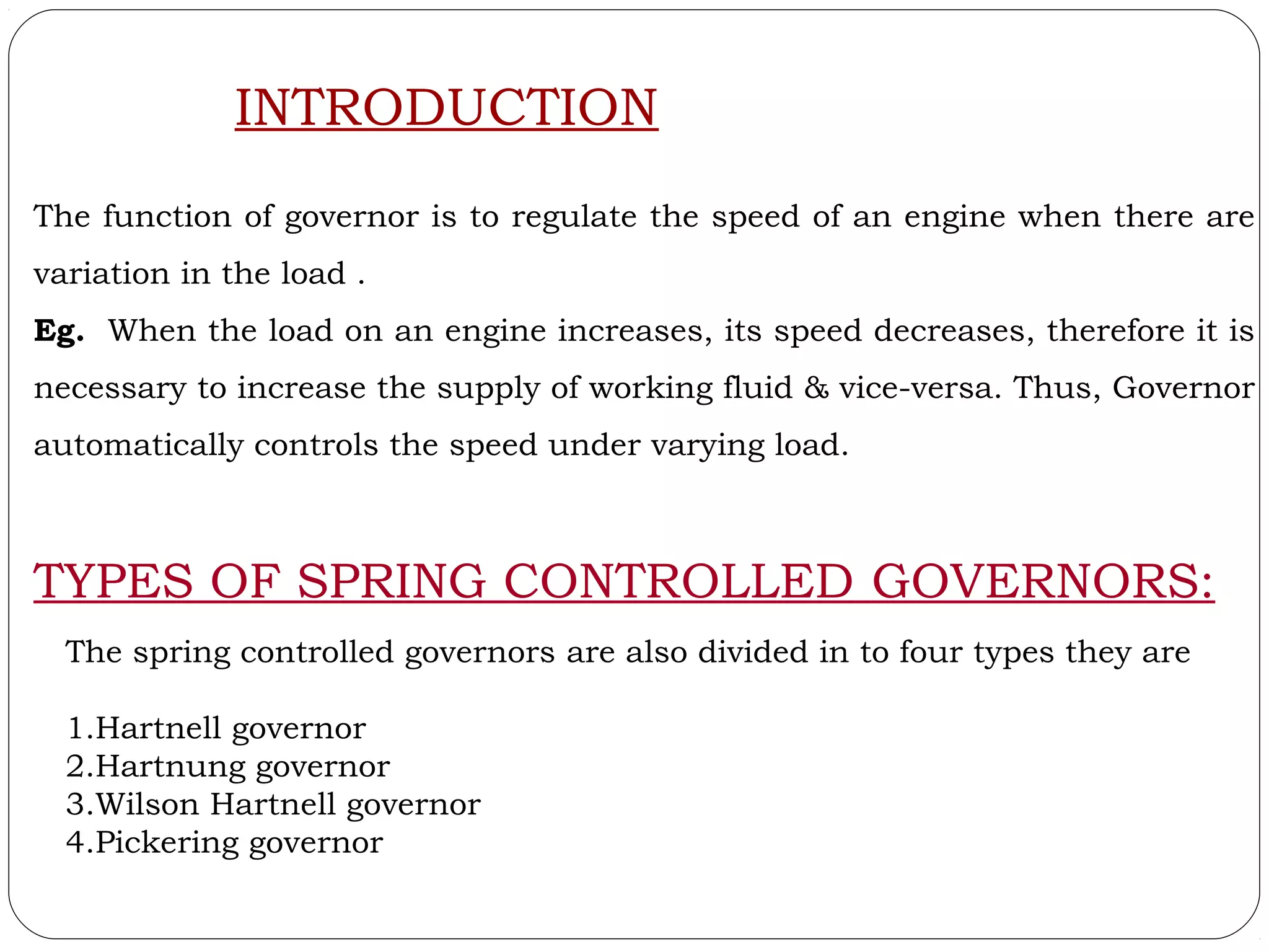 Spring Controlled type of governor | PPT