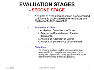 EVALUATON TENDER project planning and management ppt | PPT
