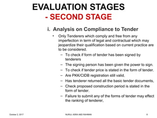 EVALUATON TENDER project planning and management ppt | PPT