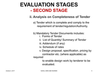 EVALUATON TENDER project planning and management ppt | PPT