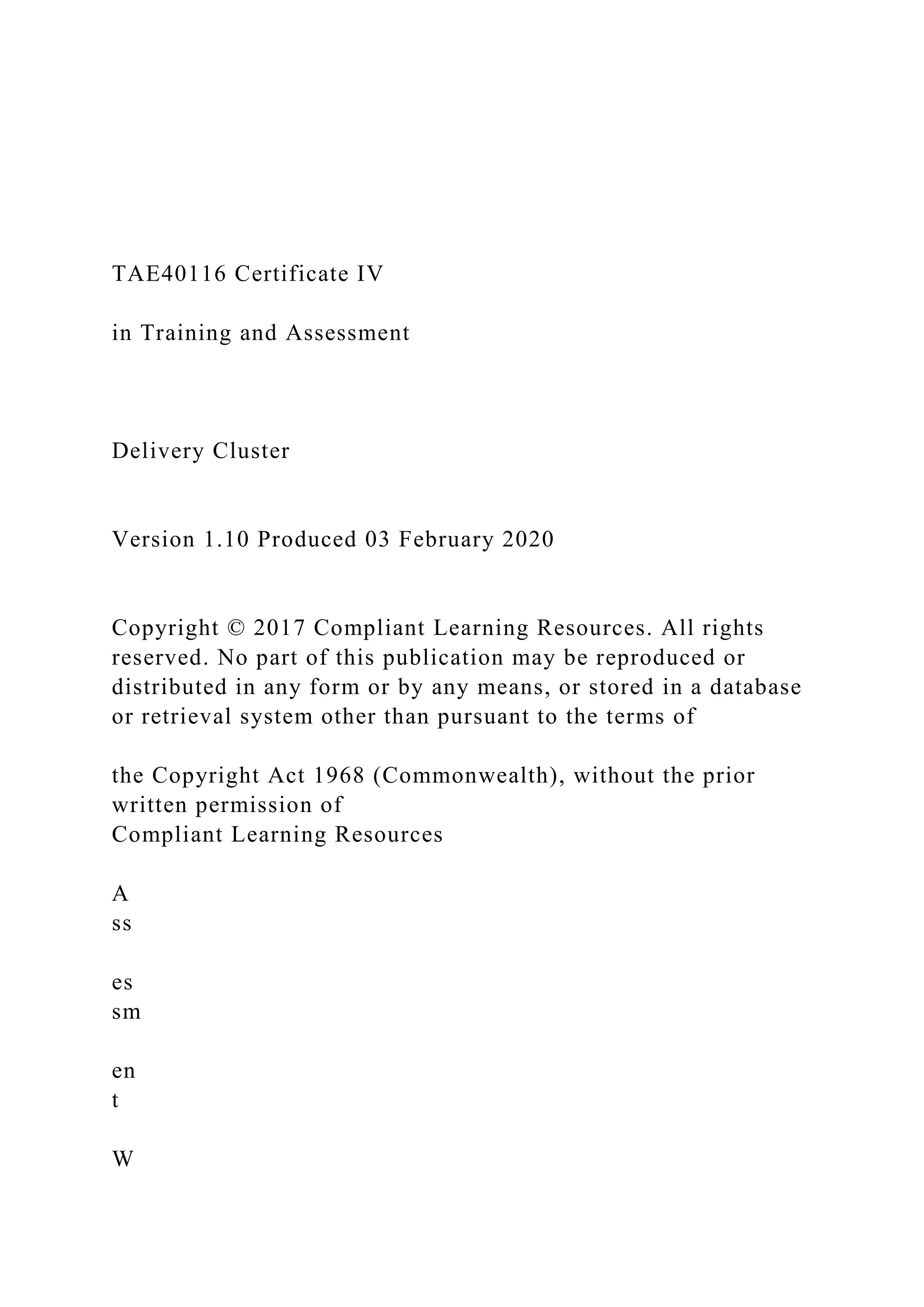 TAE40116 Certificate IV in Training and Assessment .docx