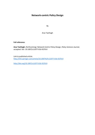 Network-centric Policy Design | PDF