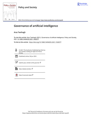 Governance of artificial intelligence | PDF