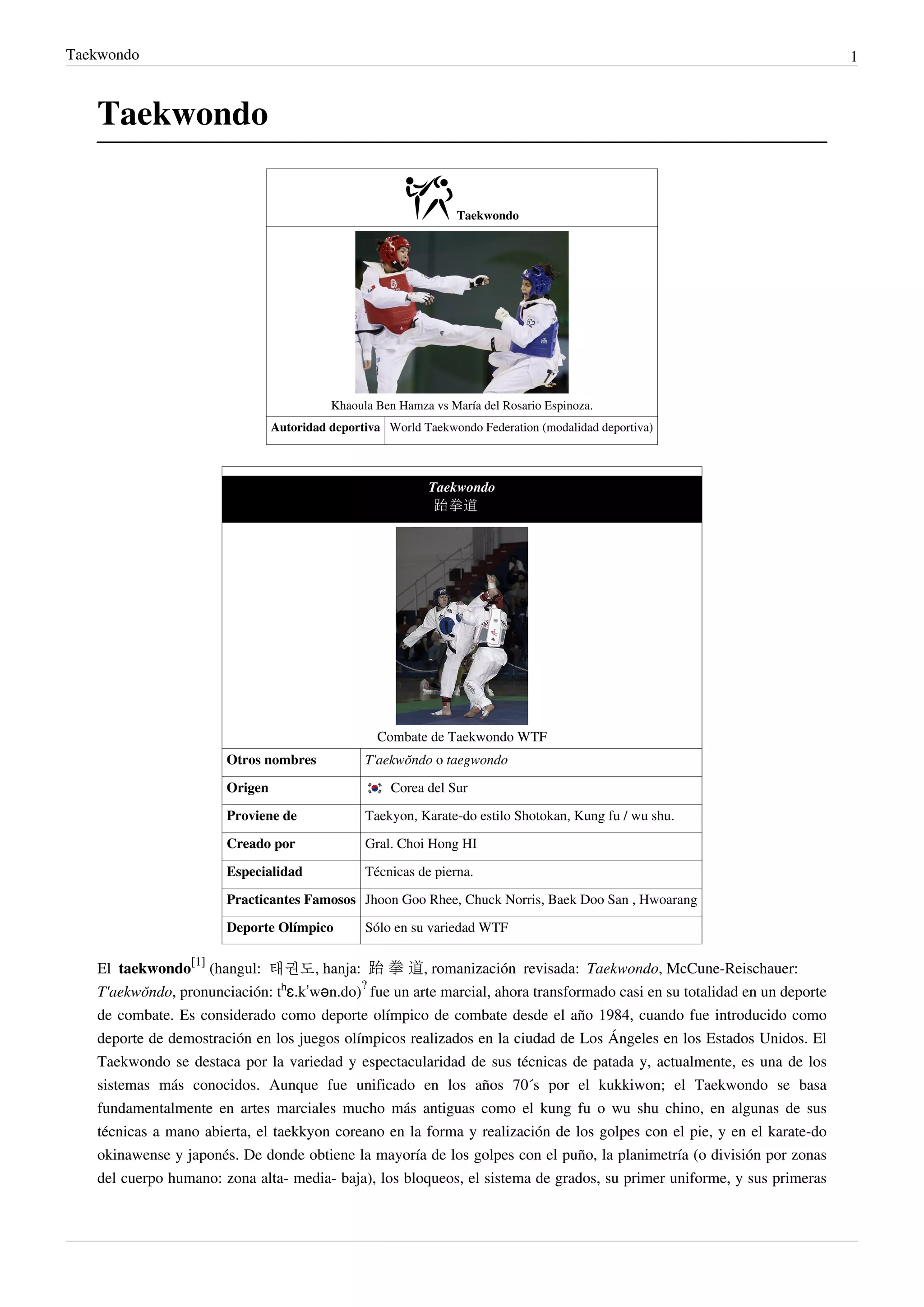 Taekwondo | PDF