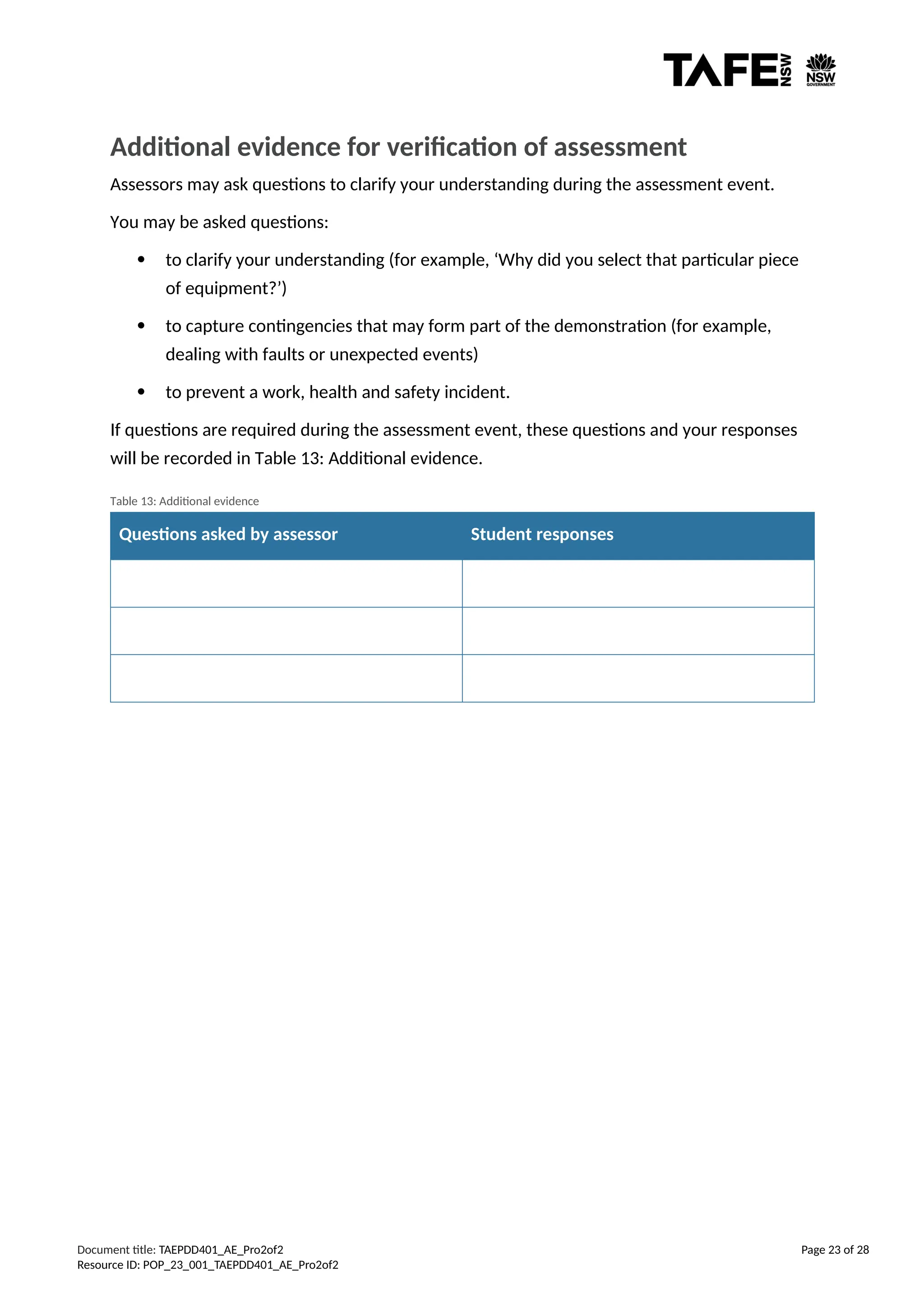 TAEPDD401_Skills Assessment Project document | DOCX