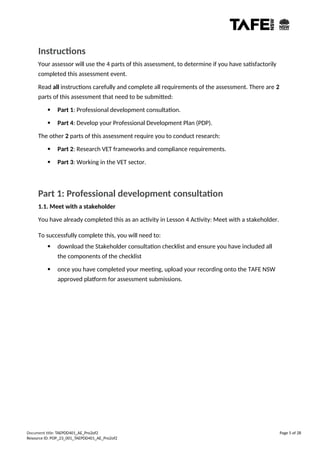 TAEPDD401_Skills Assessment Project document | DOCX