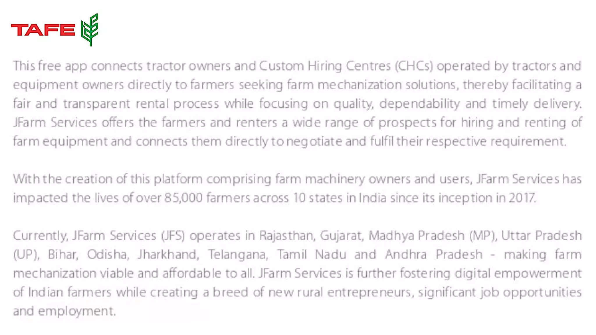 Tafe Jfarm services | PDF