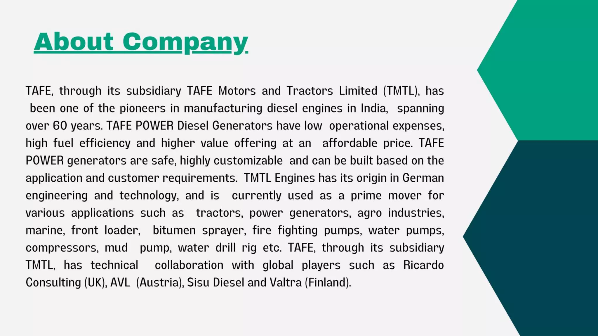 TAFE POWER | Industrial Engine | PPTX