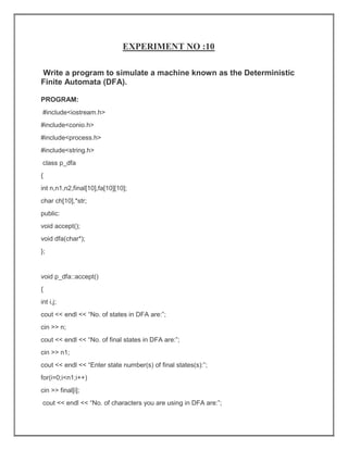 Theory of automata and formal language lab manual | PDF