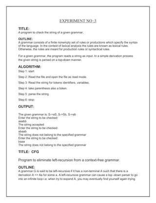 Theory of automata and formal language lab manual | PDF