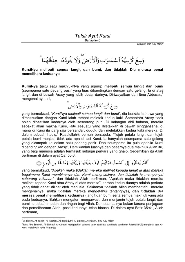 Tafsir ayat kursi bahagian 6 | PDF