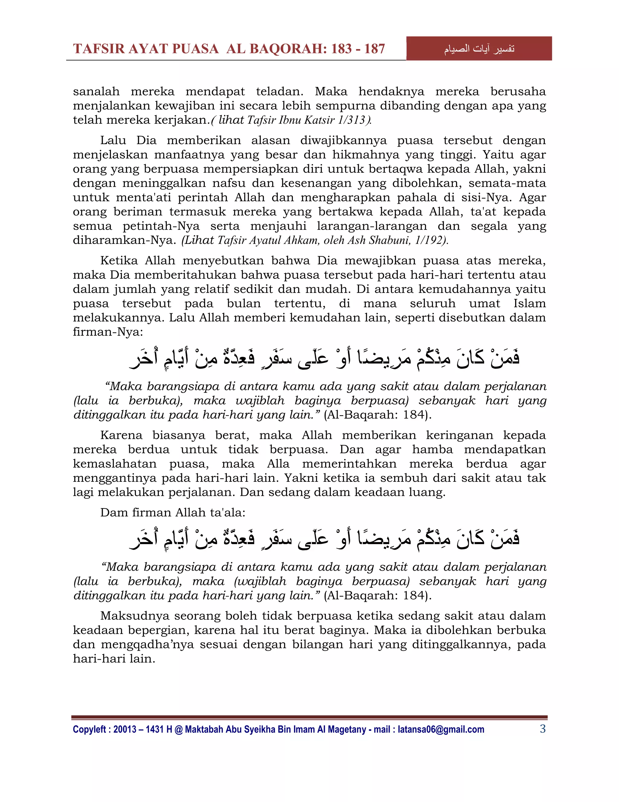 Tafsir ayat puasa | DOCX
