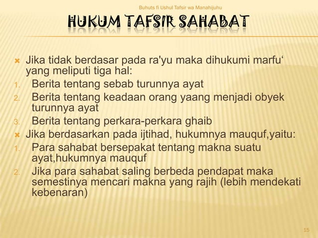 Tafsir Pada Masa Nabi Saw Dan Sahabat Pptx