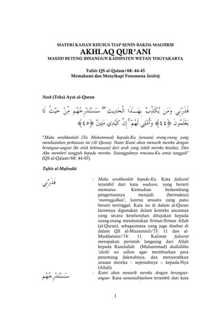 Tafsir qs al qalam - 68, ayat 44-45 - memahami dan menyikapi fenomena istridraj | PDF