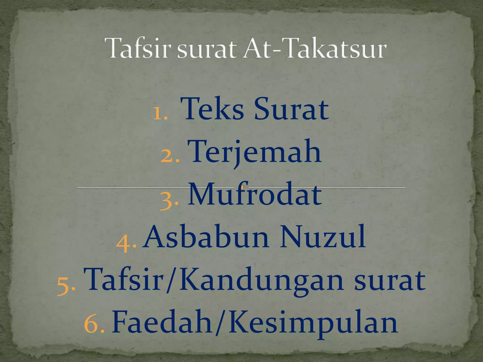 Tafsir surat at takatsur | PPTX