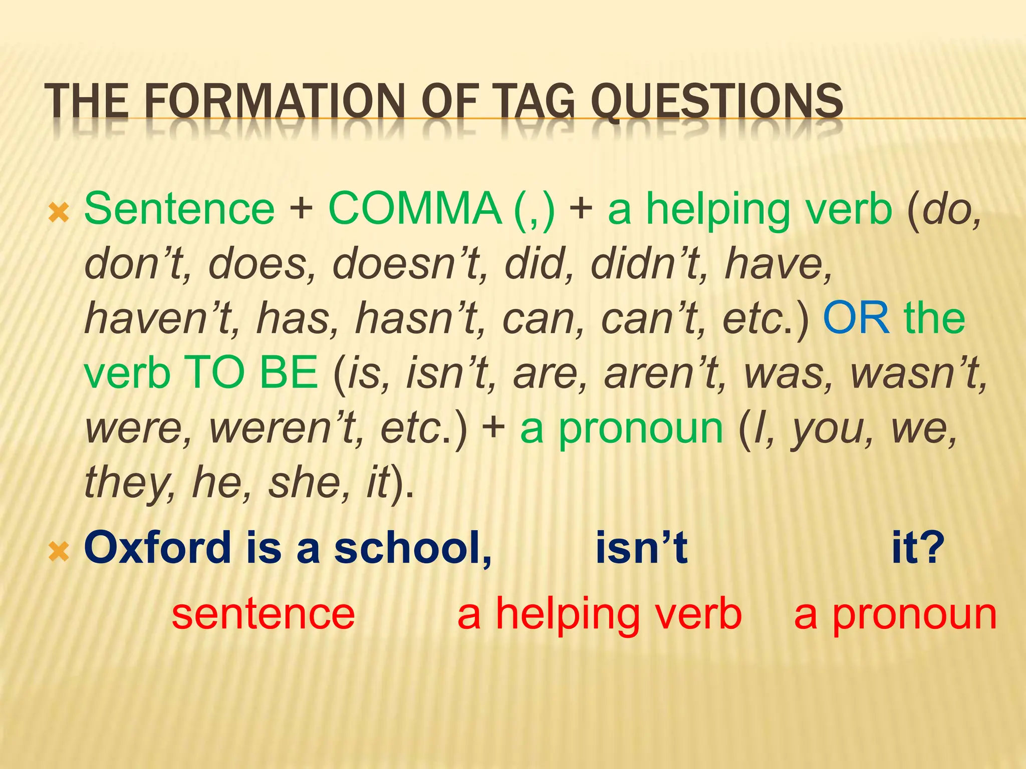 tag-questions usage and exercises for beginner | PPT