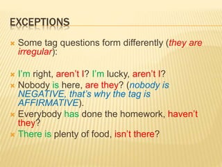 tag-questions usage and exercises for beginner | PPT