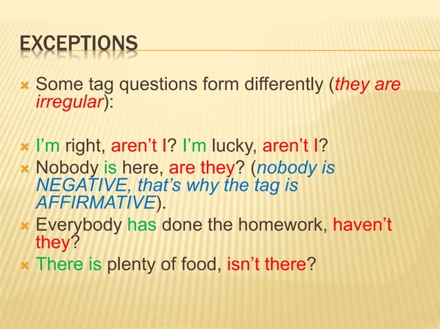 tag-questions usage and exercises for beginner | PPT