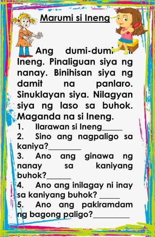 TAGALOG STORIES WITH COMPREHENSION for kids | PDF