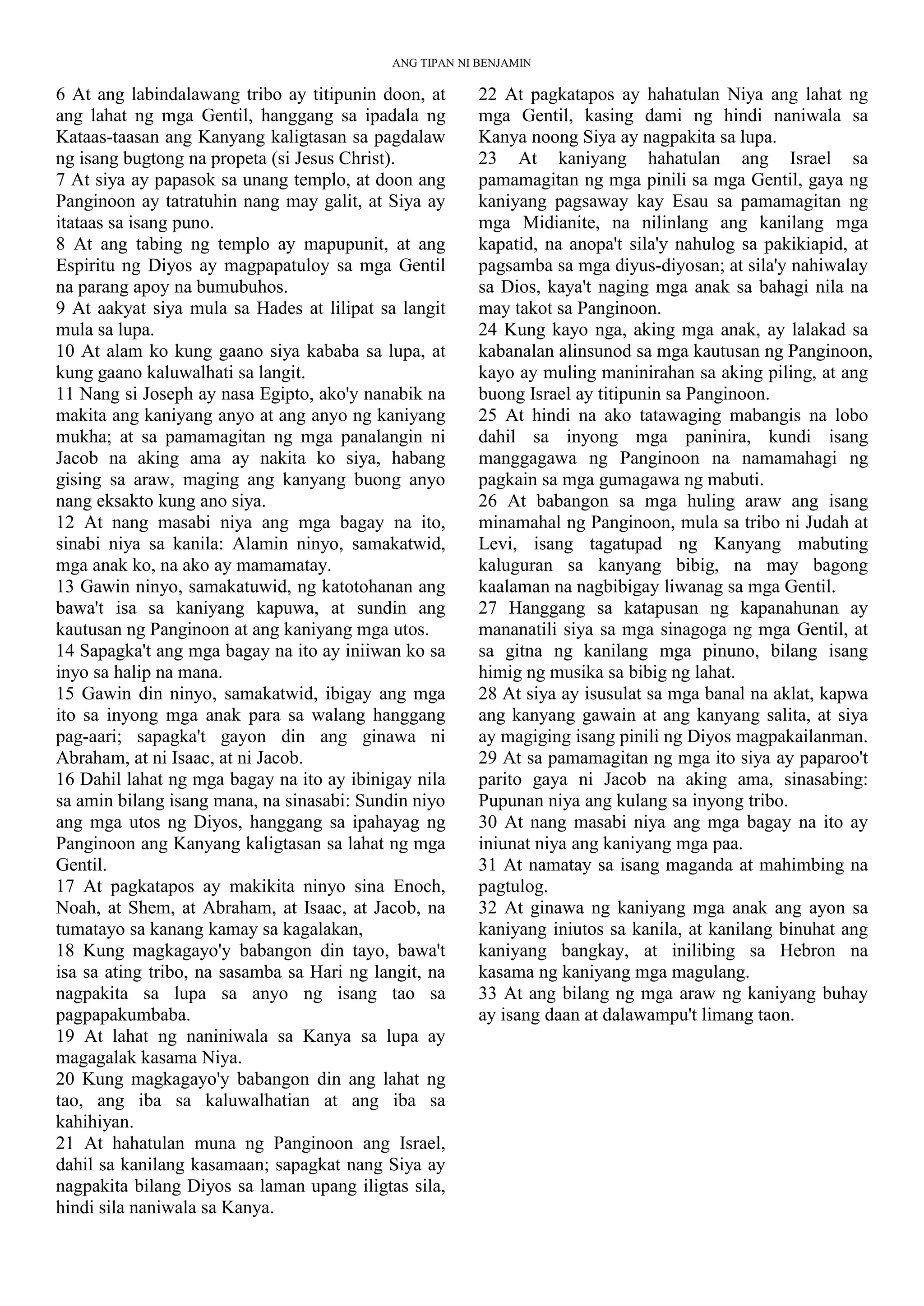 Tagalog - Testament of Benjamin the Son of Jacob.pdf