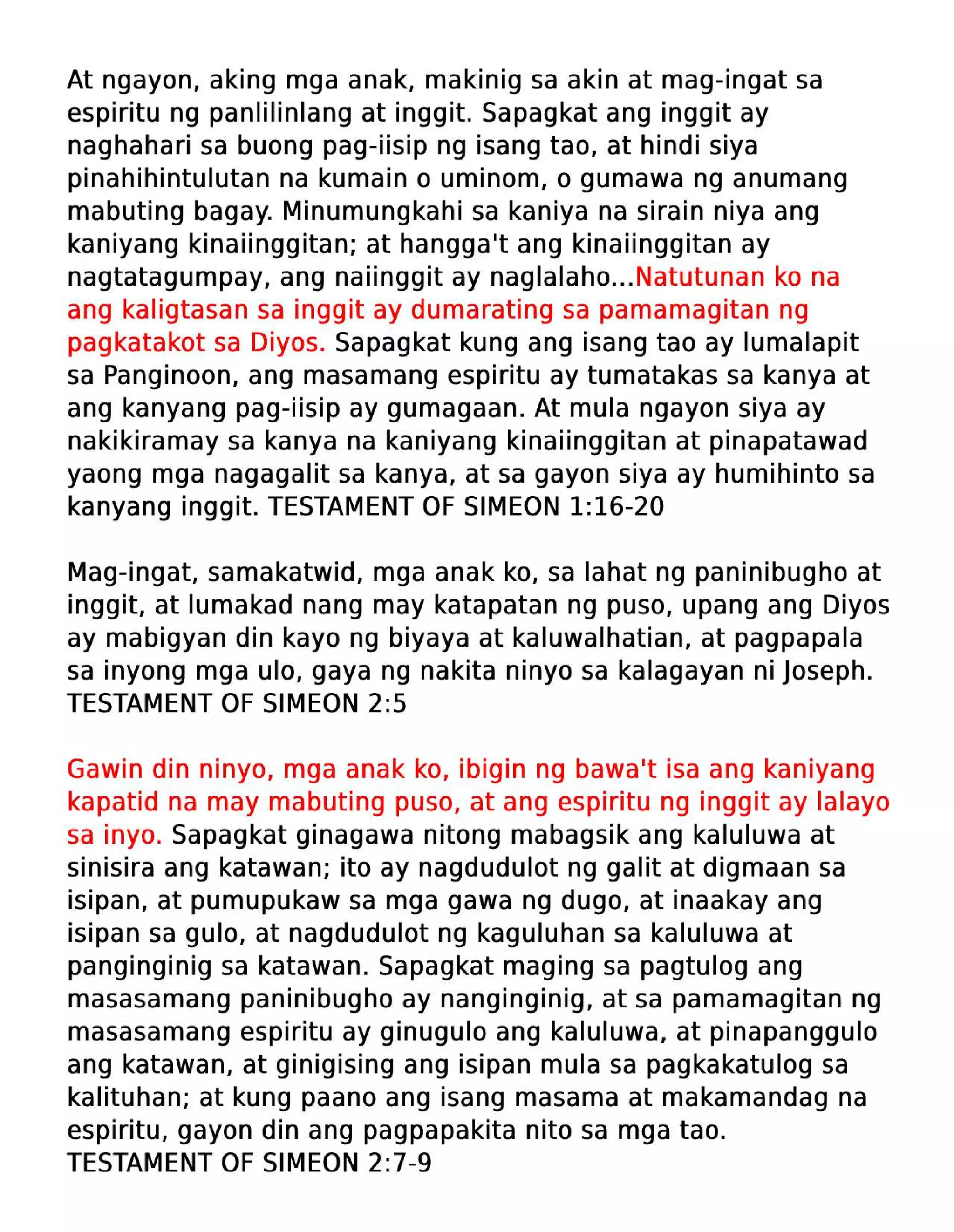 Tagalog Envy Warning Tract | PDF
