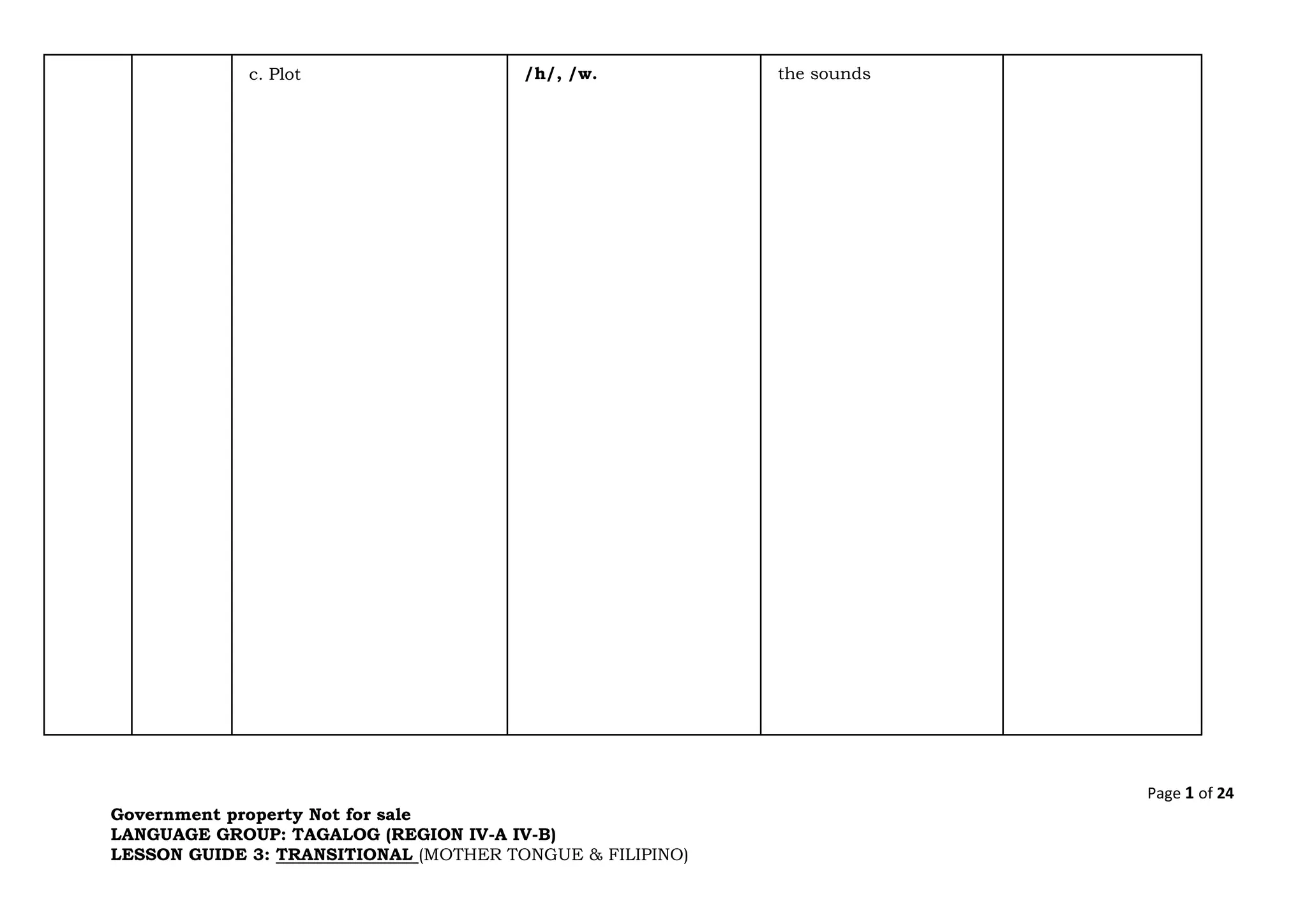 TAGALOG Lesson Guide Transitioning Level for the National Reading ...