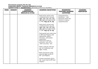TAGALOG Lesson Guide Transitioning Level for the National Reading ...