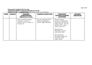 TAGALOG Lesson Guide Transitioning Level for the National Reading ...