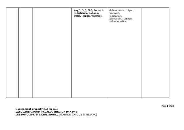 TAGALOG Lesson Guide Transitioning Level for the National Reading ...