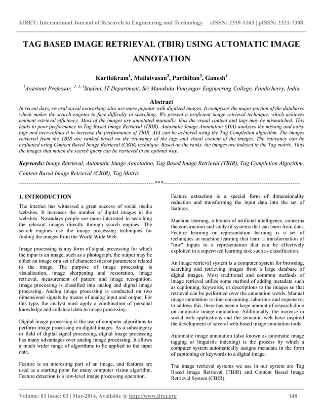 Tag based image retrieval (tbir) using automatic image annotation | PDF