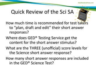 Science is Awesome: Scoring & Teaching GED Science Short Answer ...