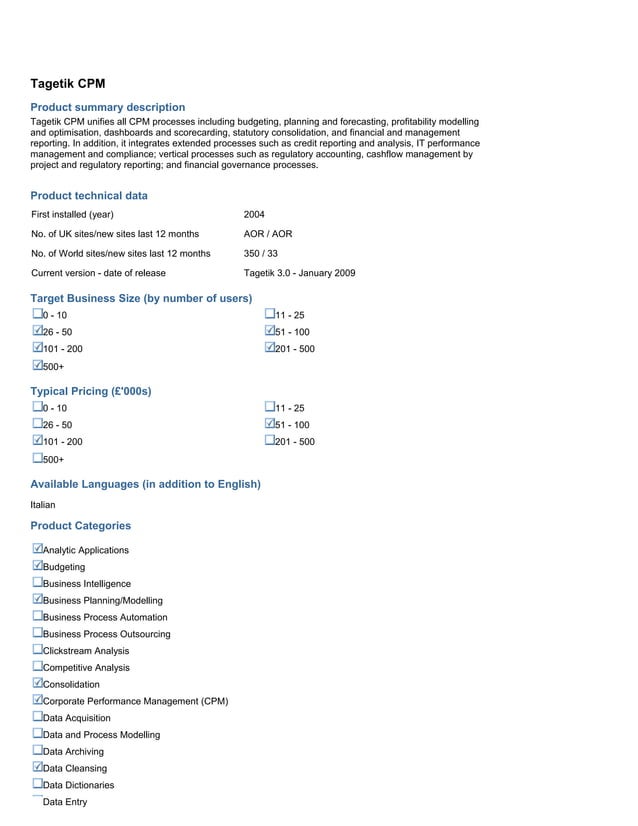 Tagetik | DOC | Computing | Technology & Computing