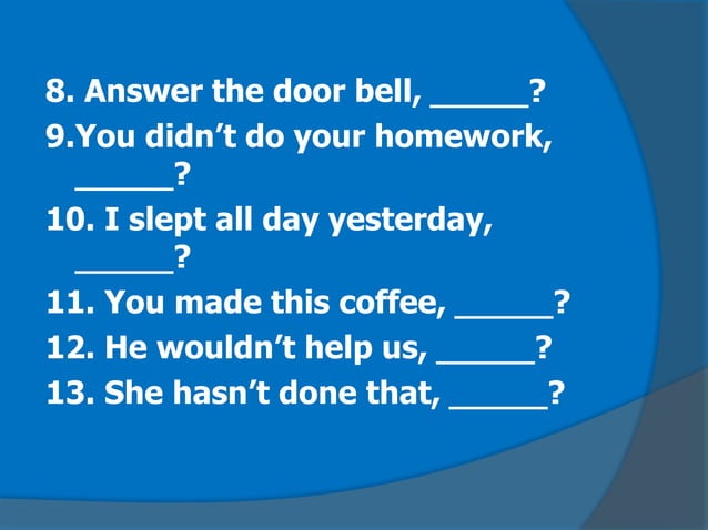 Tag exercises 4to b | PPT