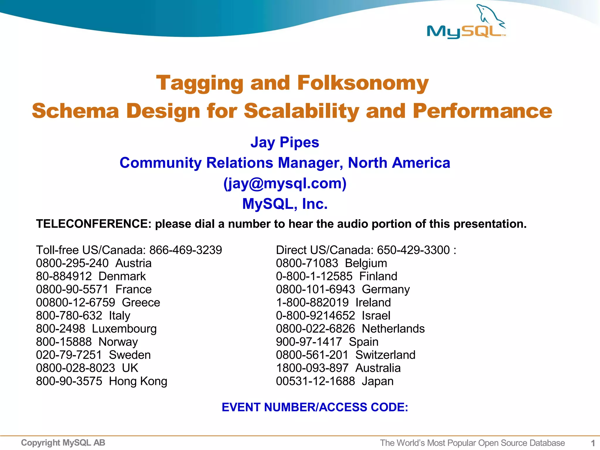 Tagging and Folksonomy Schema Design for Scalability and Performance | PPT