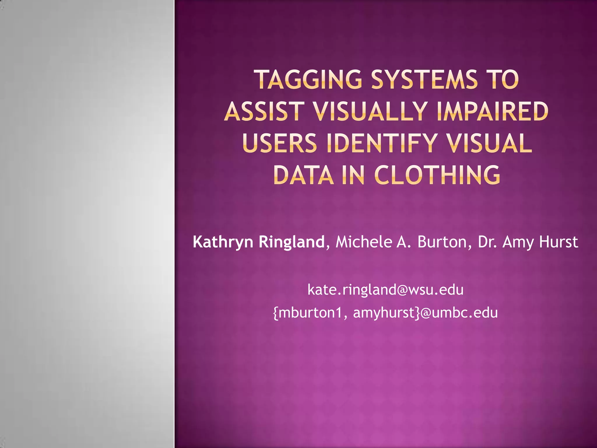 Tagging Systems to Assist Visually Impaired Users Identify Visual Data ...